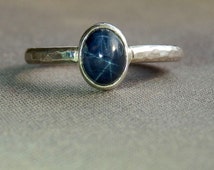 Star sapphire ring / blue sapphire ring / September birthstone ring ...