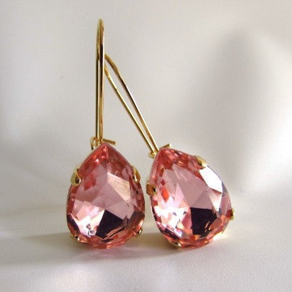Blush Pink Earrings Soft Pink Crystal Earring Georgian Paste