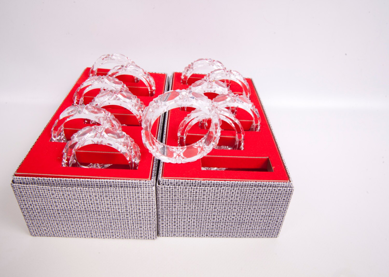Vintage Crystal Glass Napkin Rings Made in Germany Set of 12