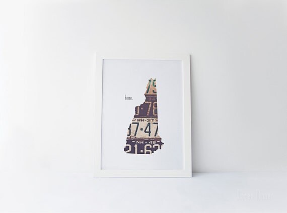 New Hampshire Home Print State Outline Vintage by TheTinOwl