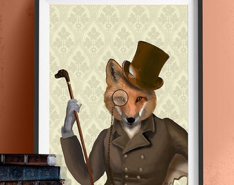 Fox and top hat | Etsy