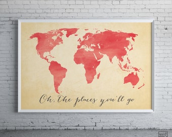 Rustic Wood Large World Map Poster Wood Wall Art Print Gifts