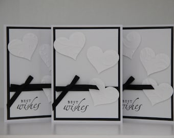 Hearts Wedding Card. Rustic Wedding Card. Handmade by DandACards