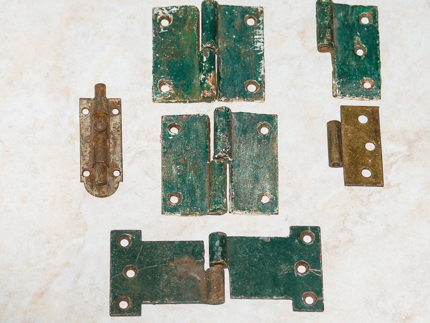 Vintage Cast Iron Hinges Painted Green Closed Bottom Style Farmhouse ...