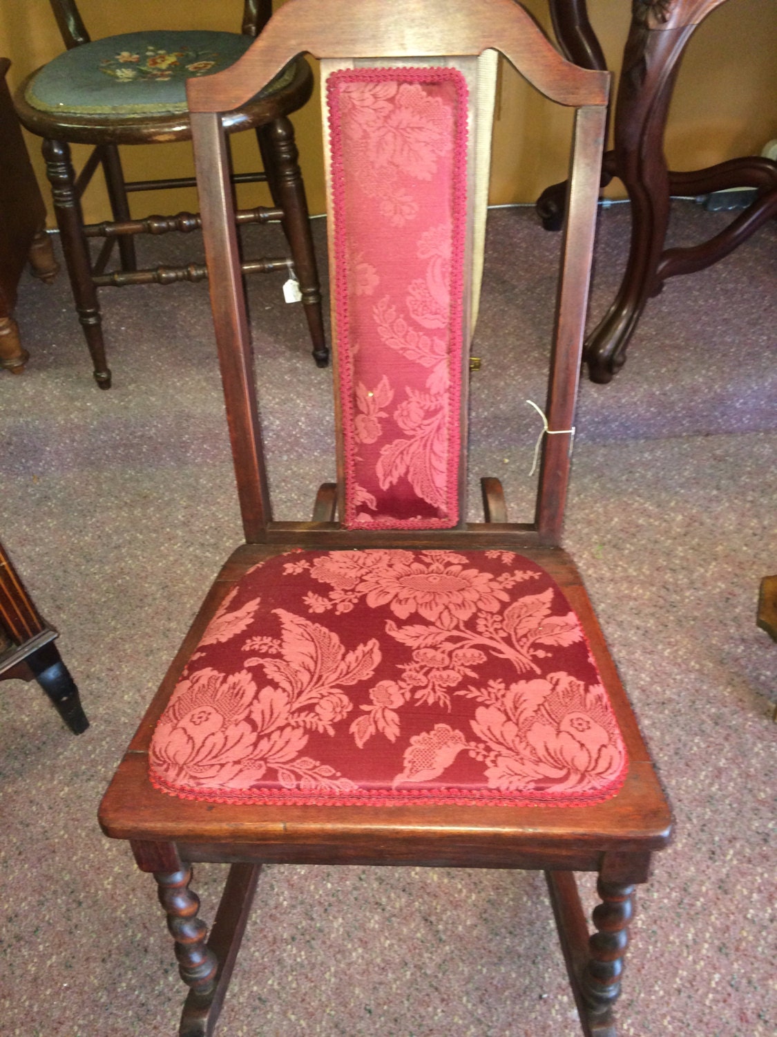 Rocking Chair, Antique Barley Twist Rocker, Sewing Rocker, Walnut ...