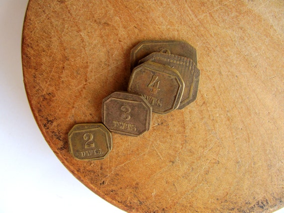 Vintage Brass Pennyweights Troy Ounce Weight DWTS Apothecary