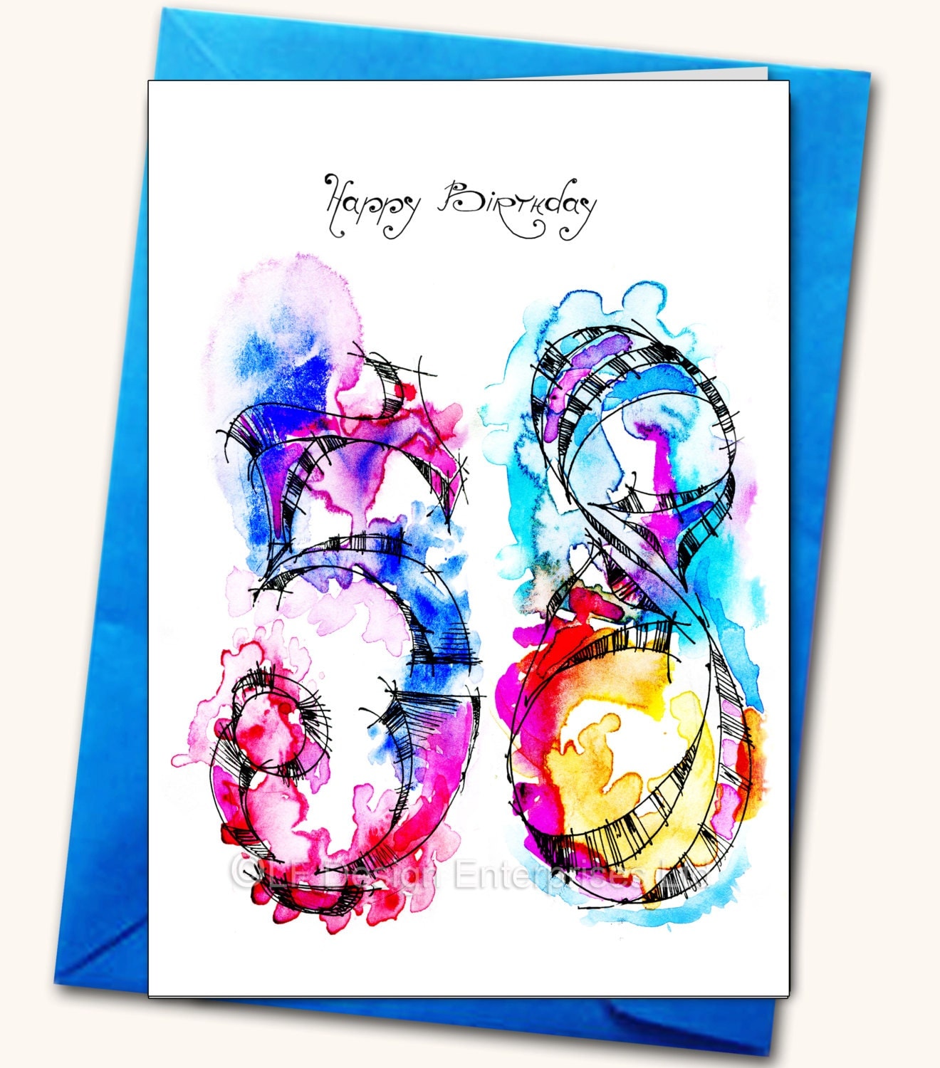 58th Birthday Greeting card Personalised cards by LubaFenwickGifts