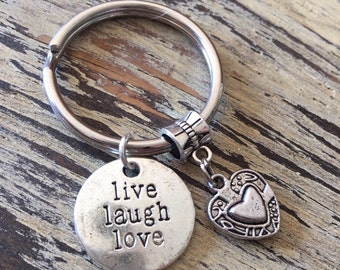 Items similar to 3" x 3" Live, Love, Laugh and Be Happy Note Card w ...