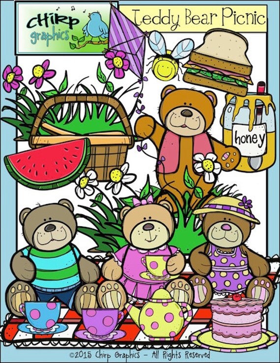 Teddy Bear Picnic Clip Art Set Chirp Graphics by ChirpGraphics