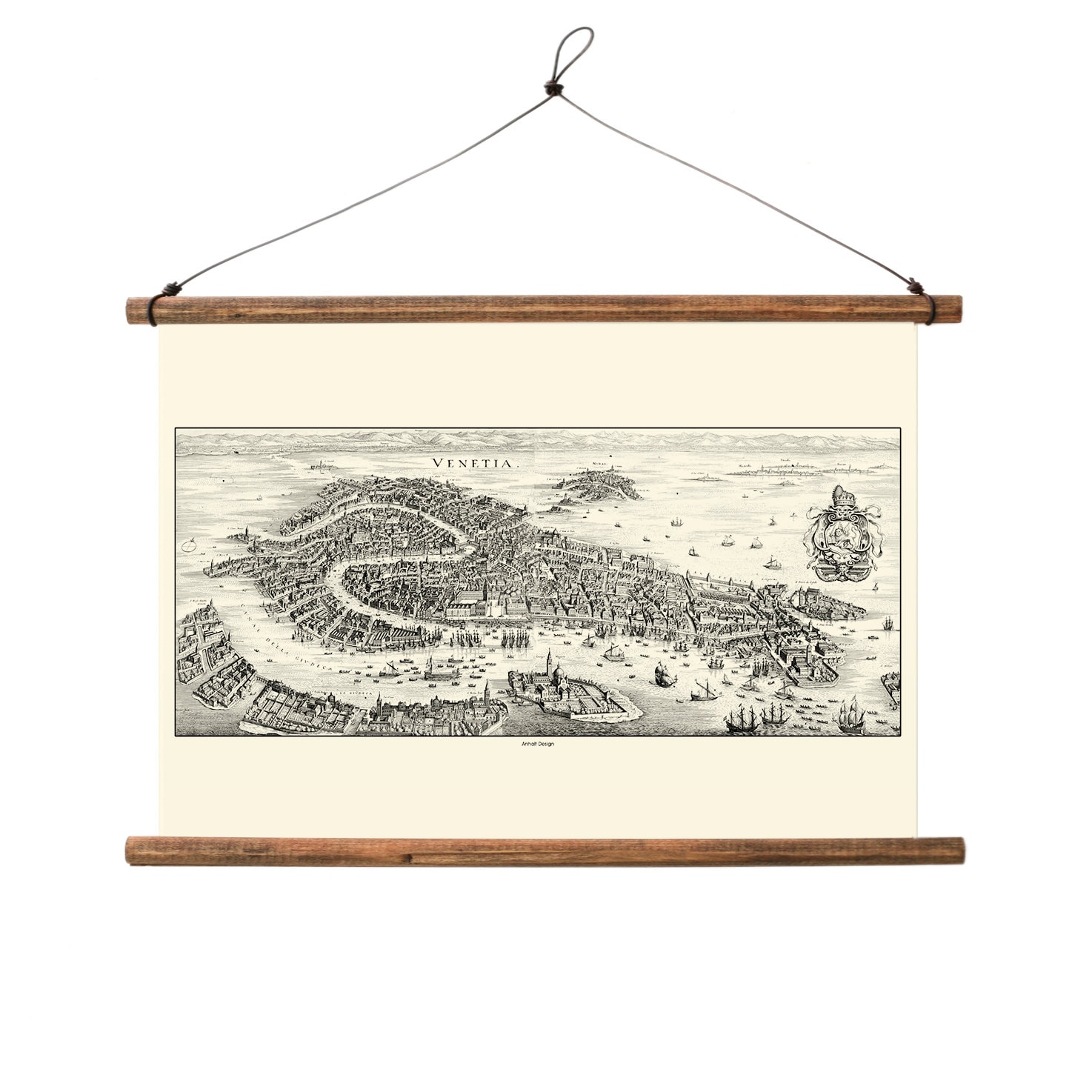 Old map of Venice from 1650 Birdview of venice by OldPrintARTcom