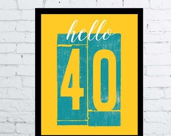 Hello 40 | Etsy
