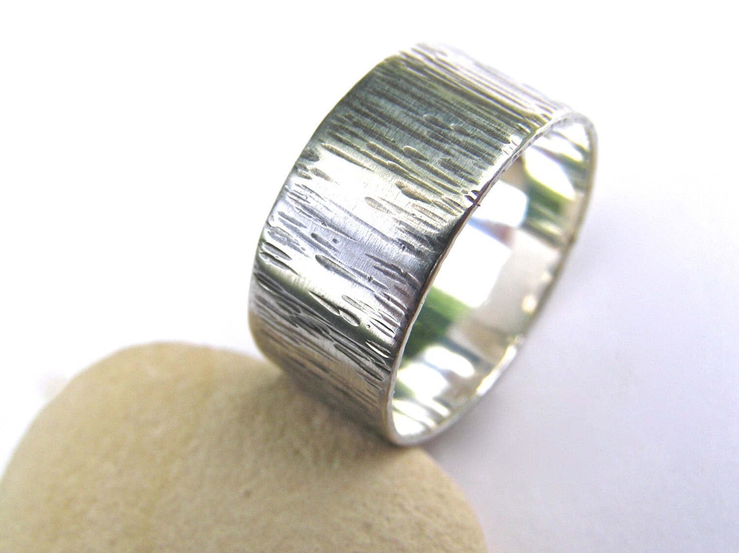 Sterling silver bark texture ring textured silver ring