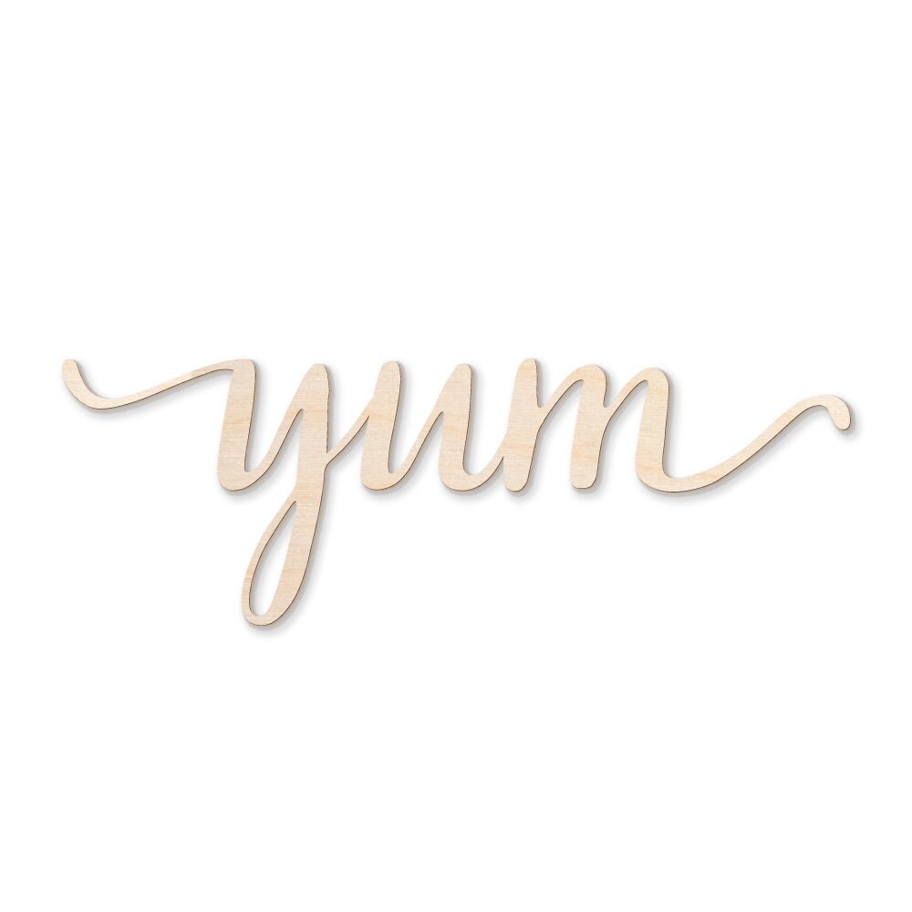 Yum Script Wood Sign-Wood Sign Art Wooden Yum Yum Sign Wood