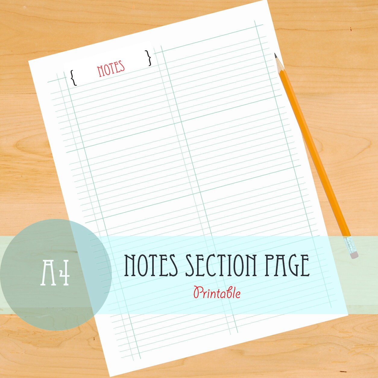 Section Notes Page Printable