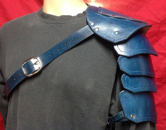 Single Blue Leather Shoulder Armor Spaulder Pauldron Cosplay