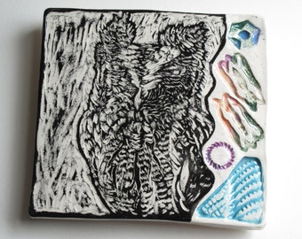 Sgraffito tile | Etsy