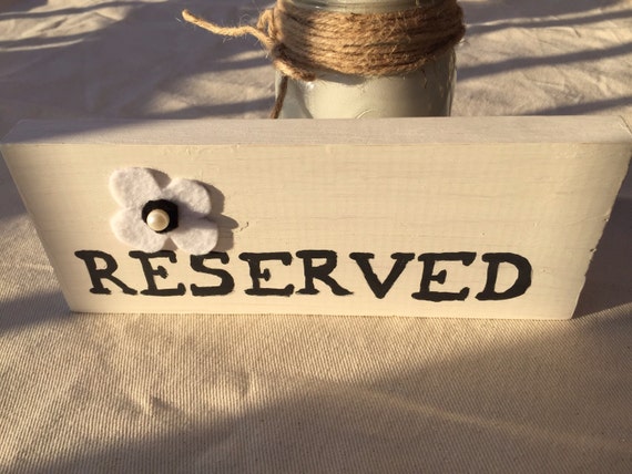 Items similar to Reserved sign with a vintage look and flower detail ...