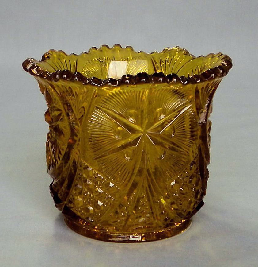 Kemple Amber Pressed Glass Yutec Open Sugar Bowl Fan Star Vintage 1960s ...