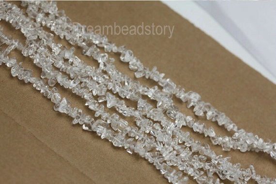 Crystal Chips Genuine Clear Crystal Chip Beads Long Strand