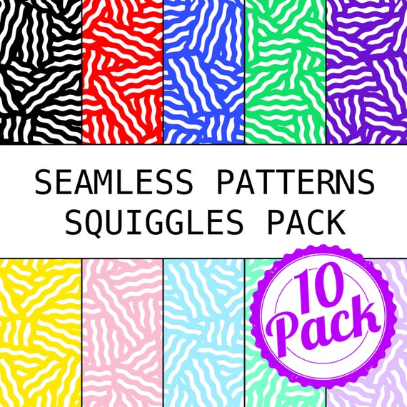 Printable Seamless Patterns 90s Squiggles Pack Digital