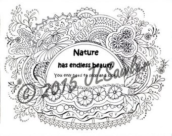 Inspirational doodle art coloring page. Inspire. by CaerlynnArt