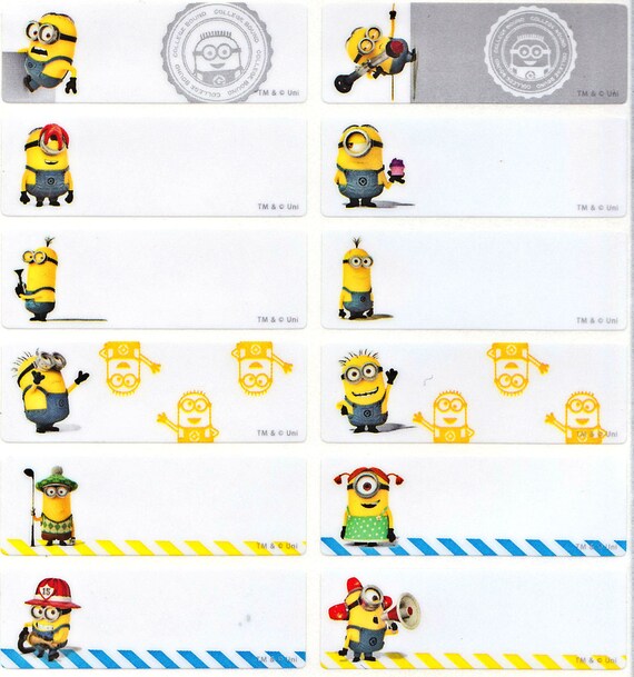 28/56 Minions Personalised Name Label Stickers - Large (46*15mm ...