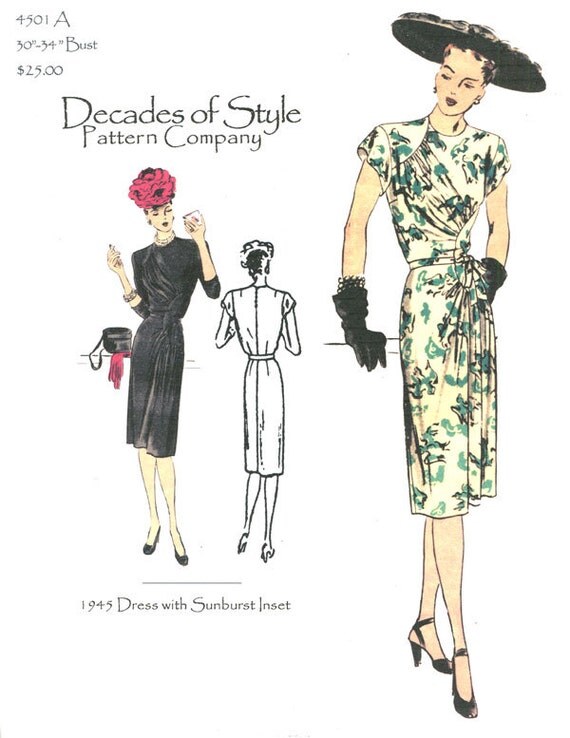 1940s Sewing Patterns - Dresses, Overalls, Lingerie etc