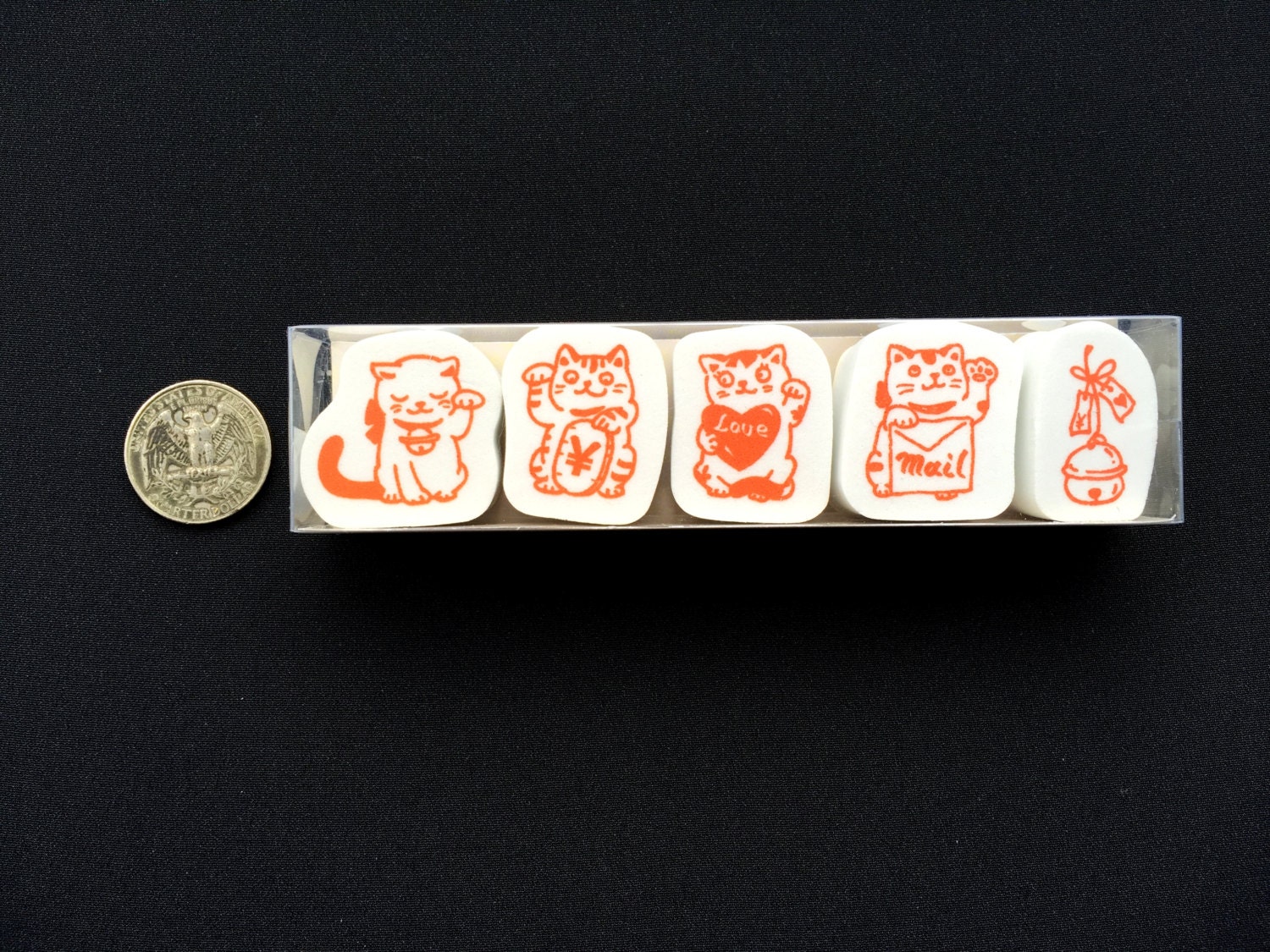 Japanese Rubber Stamp Set Maneki Neko Rubber Stamps Lucky