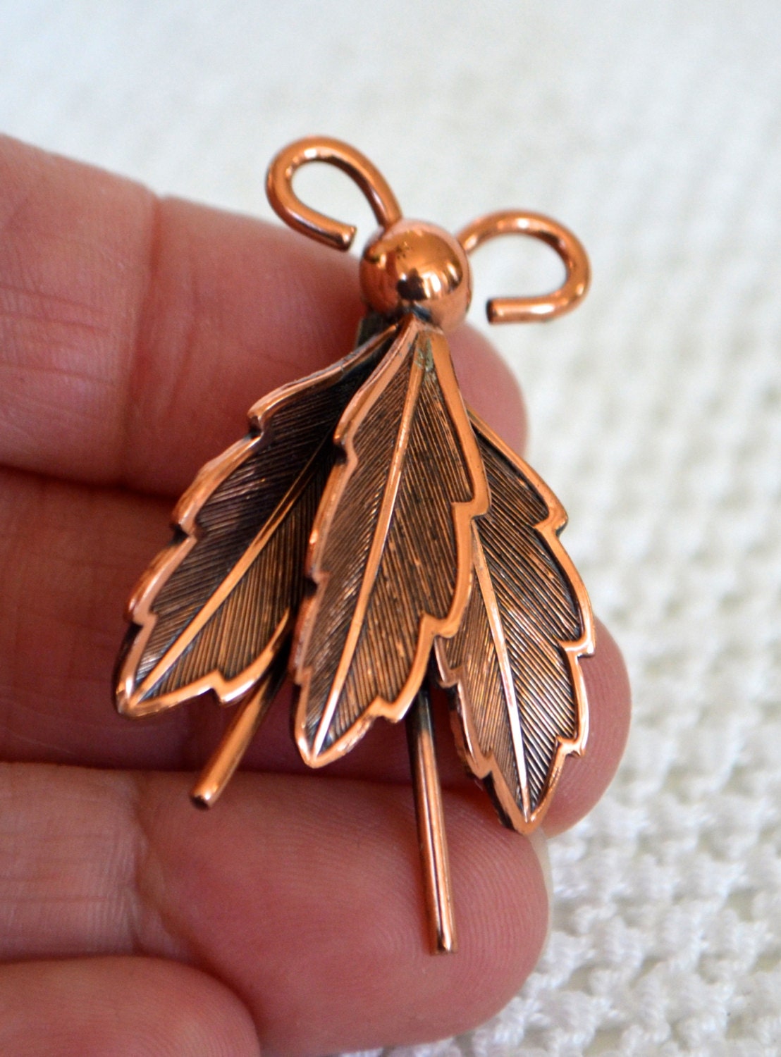 VINTAGE COPPER BROOCH Designer Stamped “Copper Bell” Mid Century Pin ...