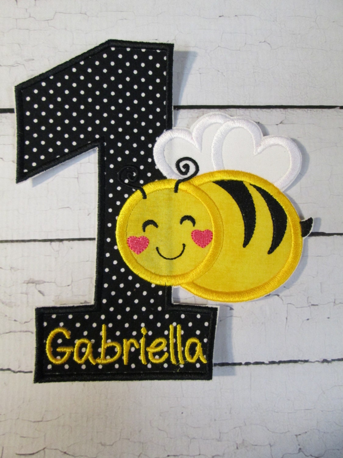 Iron On Applique Bumble Bee Themed Birthday All Numbers