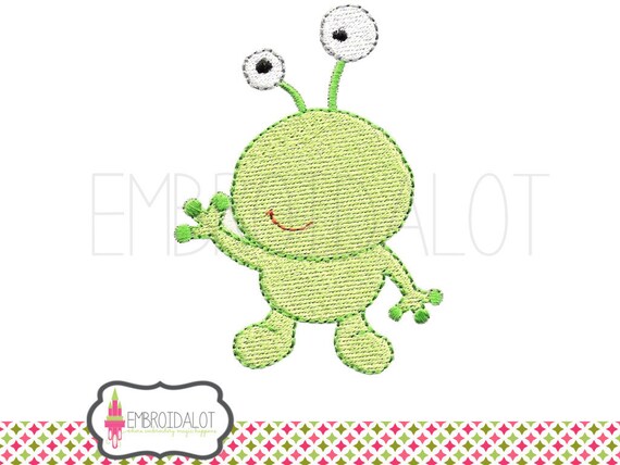 Alien machine embroidery design. Friendly alien by Embroidalot