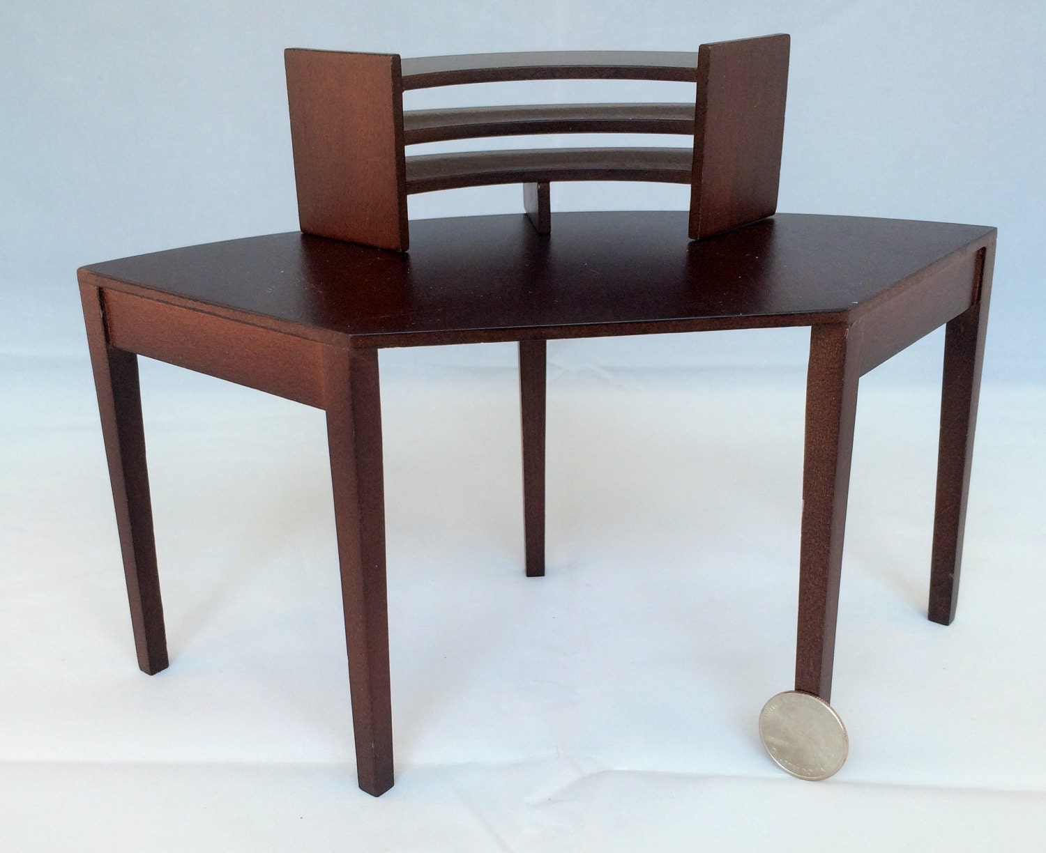 Miniature Wooden Office Computer Desk With Monitor Stand~ Scale 1:6 ...