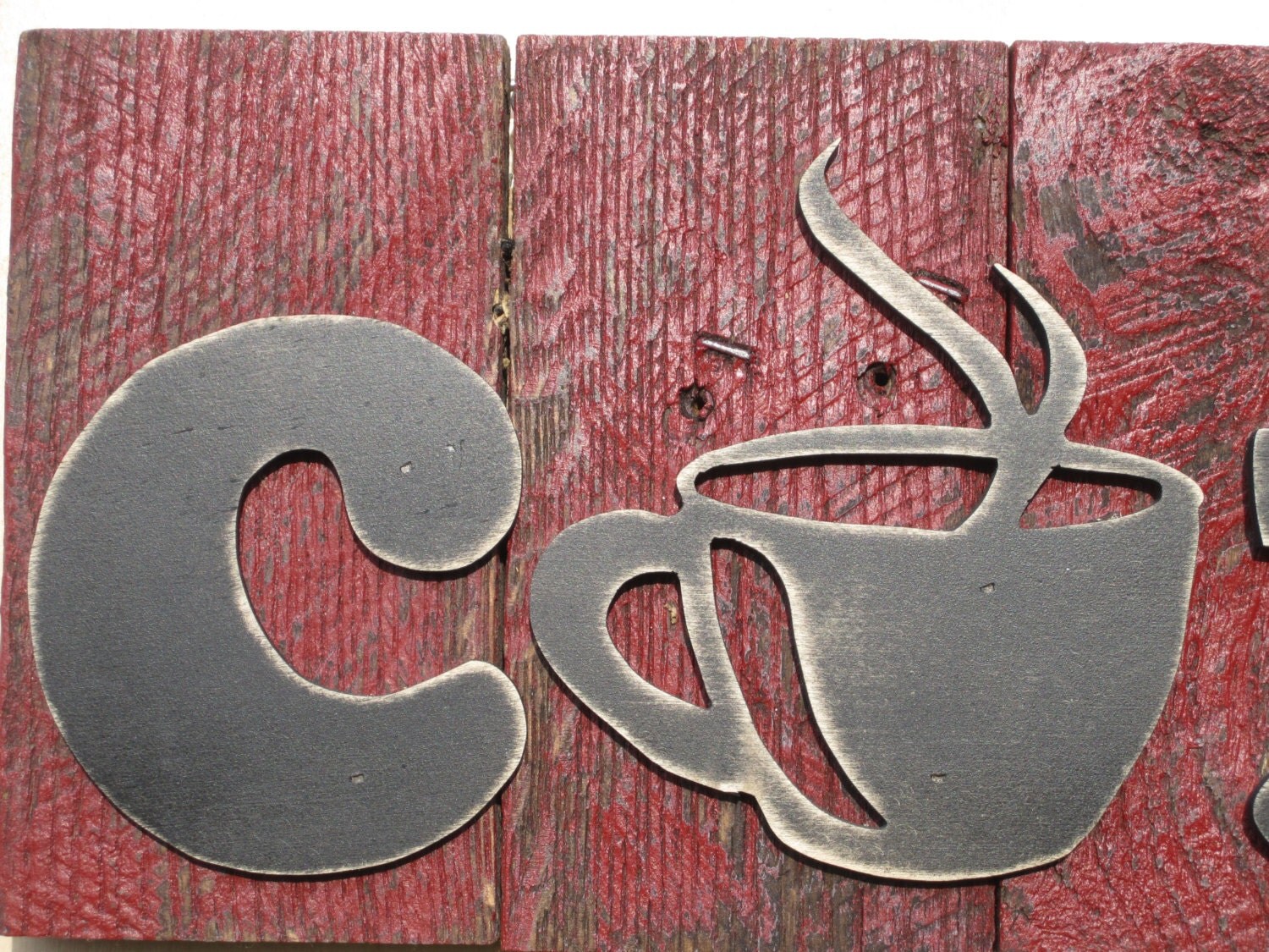 Rustic coffee sign barn red wood sign by VictoryWoodShop on Etsy