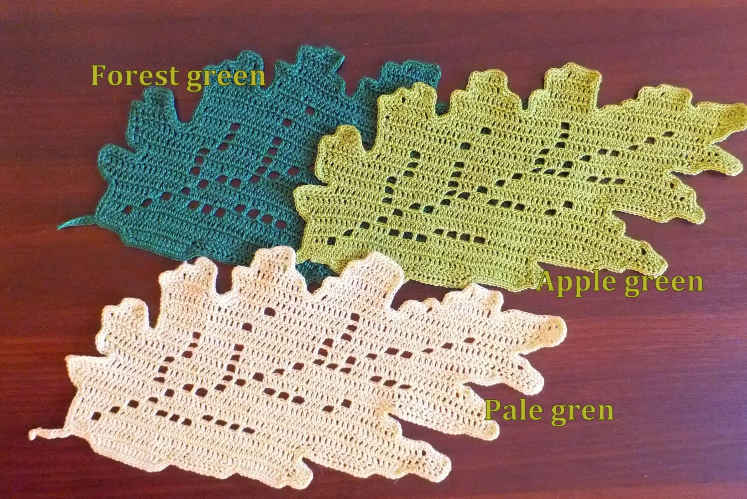 Oak leaf doily crochet leaf placemat fall table decor