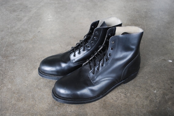 Mens Black Leather Canadian Army Military Parade Boot 11.5