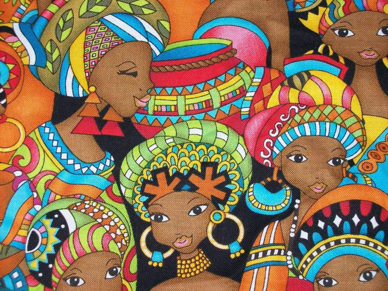 Half Yard Only Exotic Rare Out of Print fabric African girls