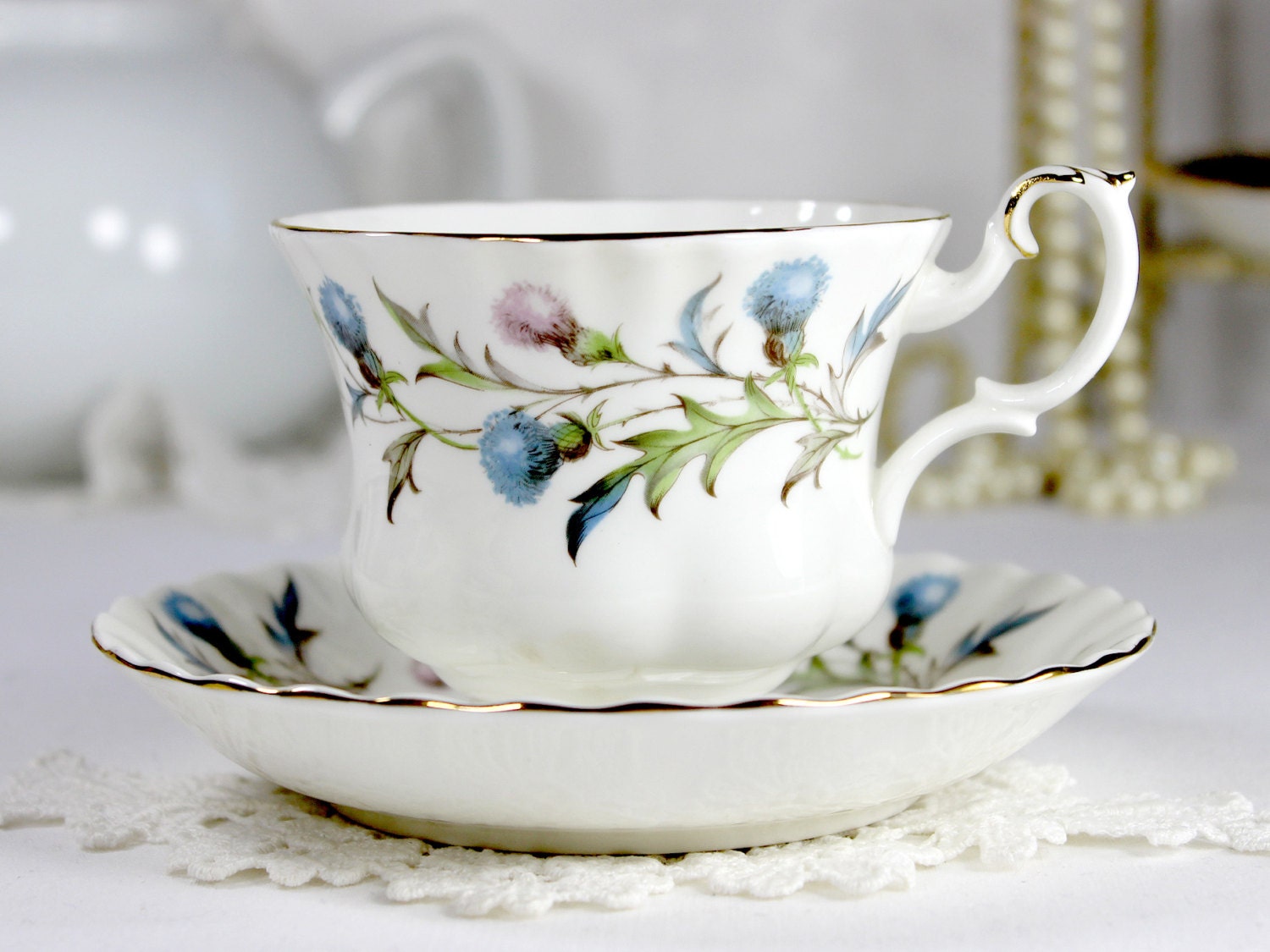 Royal Albert Brigadoon Thistle Tea Cup Teacup and Saucer