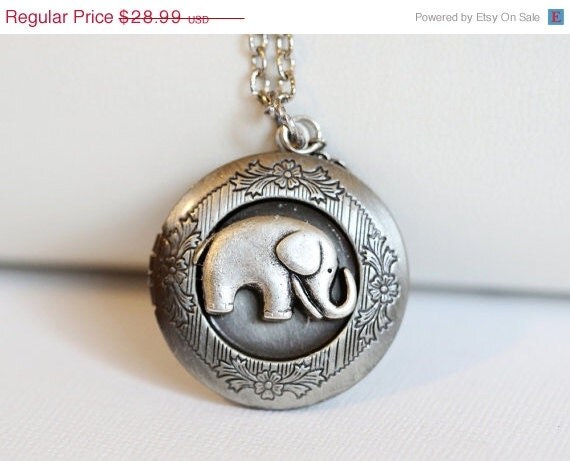ON SALE LocketElephantSilver LocketAnimal Locket by emmalocketshop
