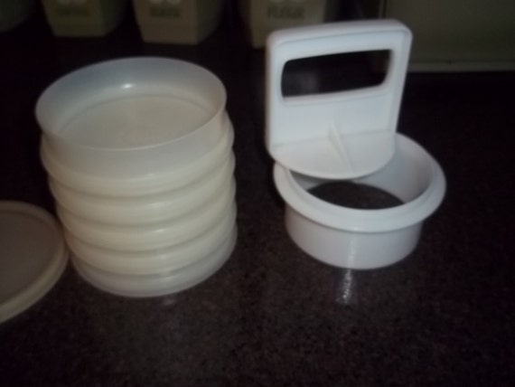 Vintage Tupperware Sheer Hamburger Patty maker and Keeper with