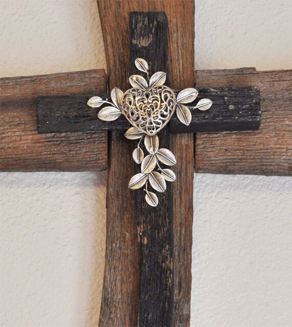 Black Distressed Unusual Cross One of a kind reclaimed wood