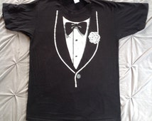 Vintage TUXEDO T Shirt 80s novelty costume