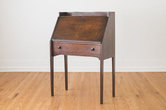 Antique Drop Front Secretary Desk W Key