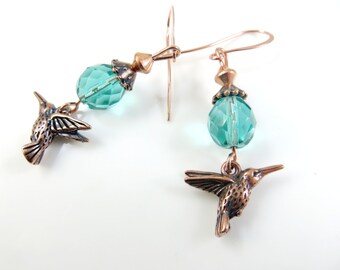 Items similar to Enameled Copper Hummingbird Pendant on Etsy