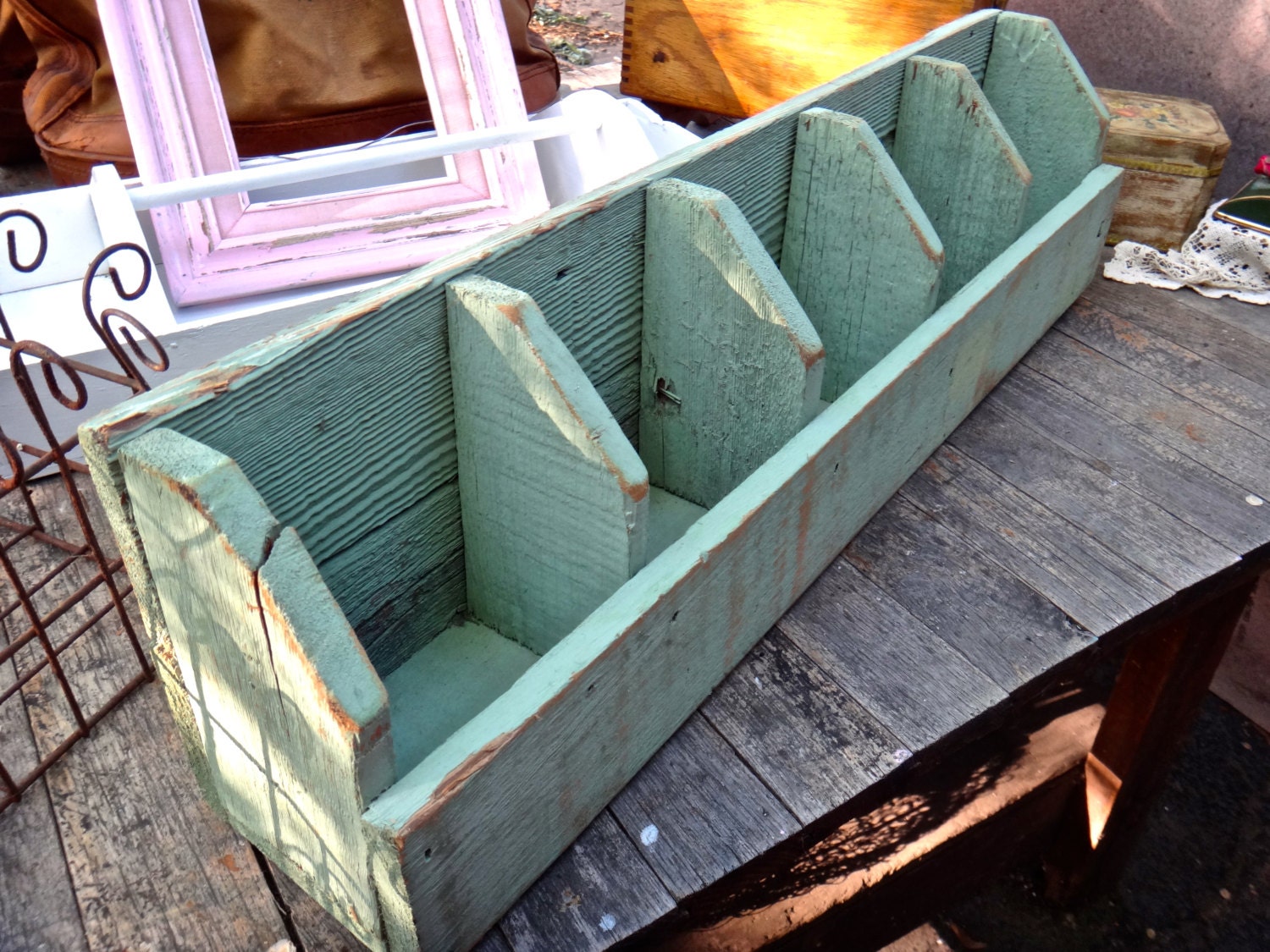 Chicken Coop Cubby, Green Rustic Cubby, Green Organizer, Rustic Storage ...
