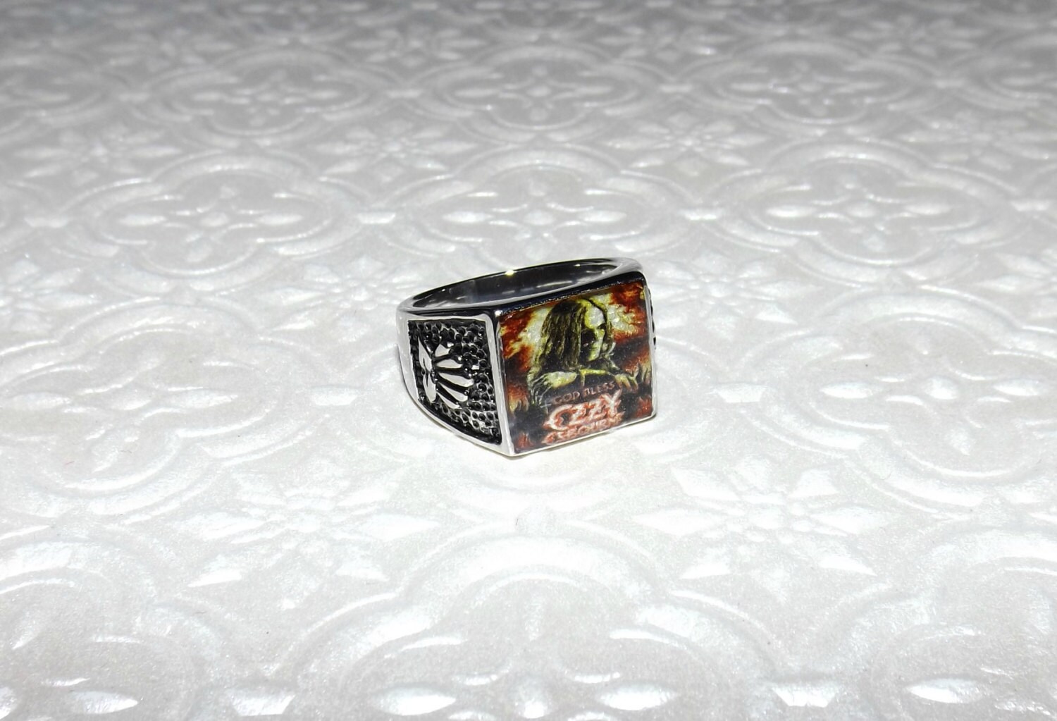 Ozzy Osbourne Inspired Marble Ring by GlassByPriscilla on Etsy