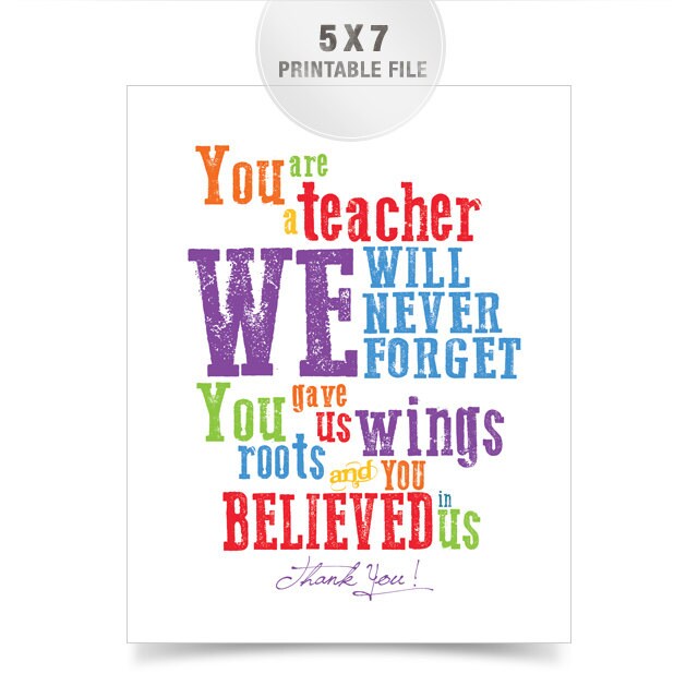 5x7 Rainbow Teacher Appreciation Printable from CLASS JPEG