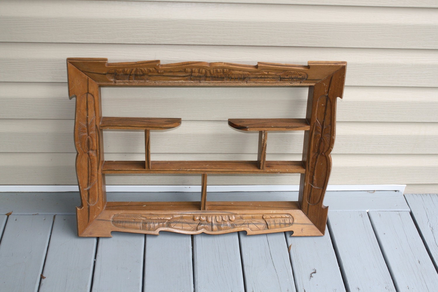 Wall Shelf Asian Large Wood Hand Carved What Knots Knick Knacks – Haute ...