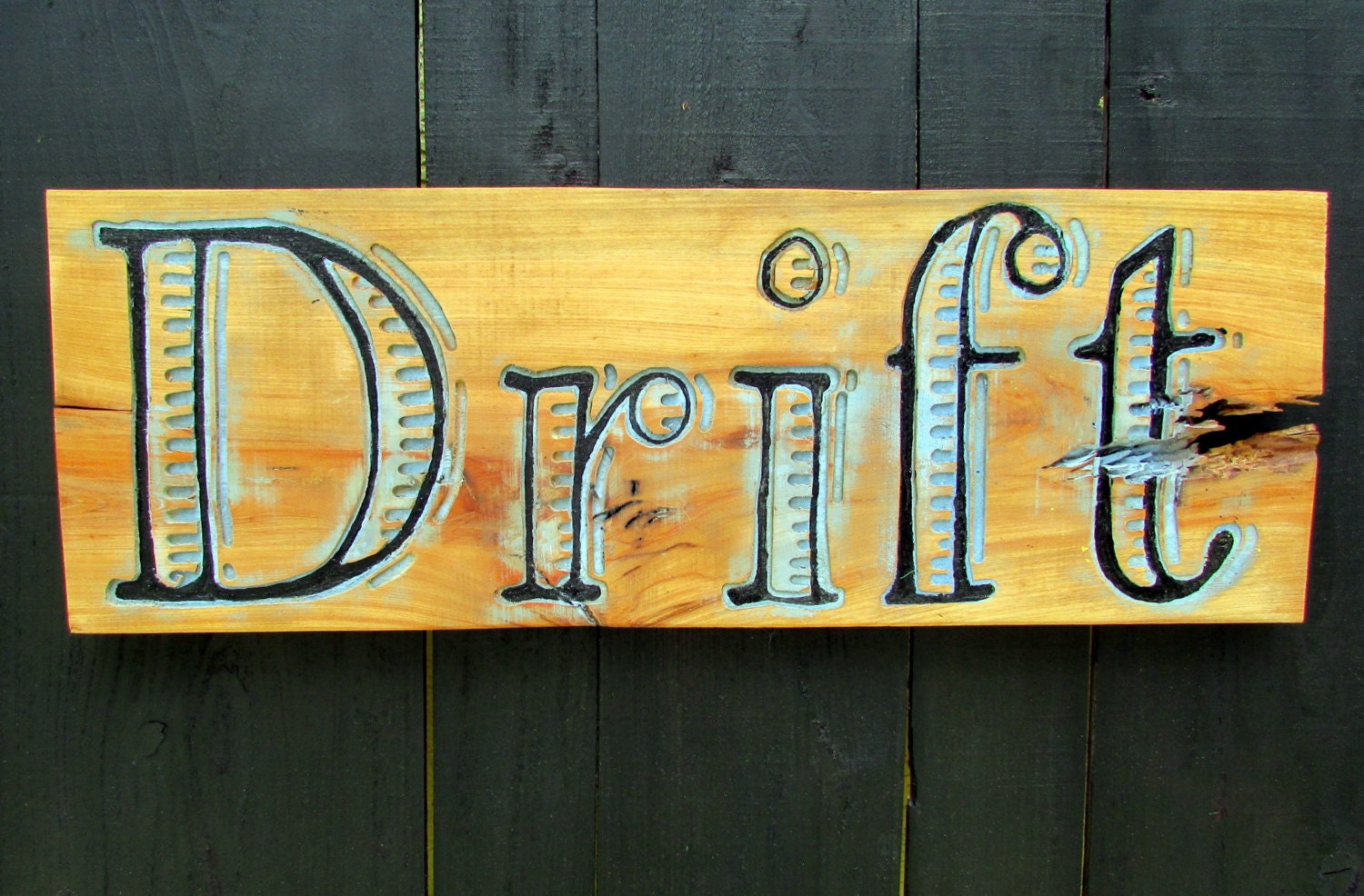 Drift Beach Sign Routed into a Piece of Pecky by AmericanaSigns