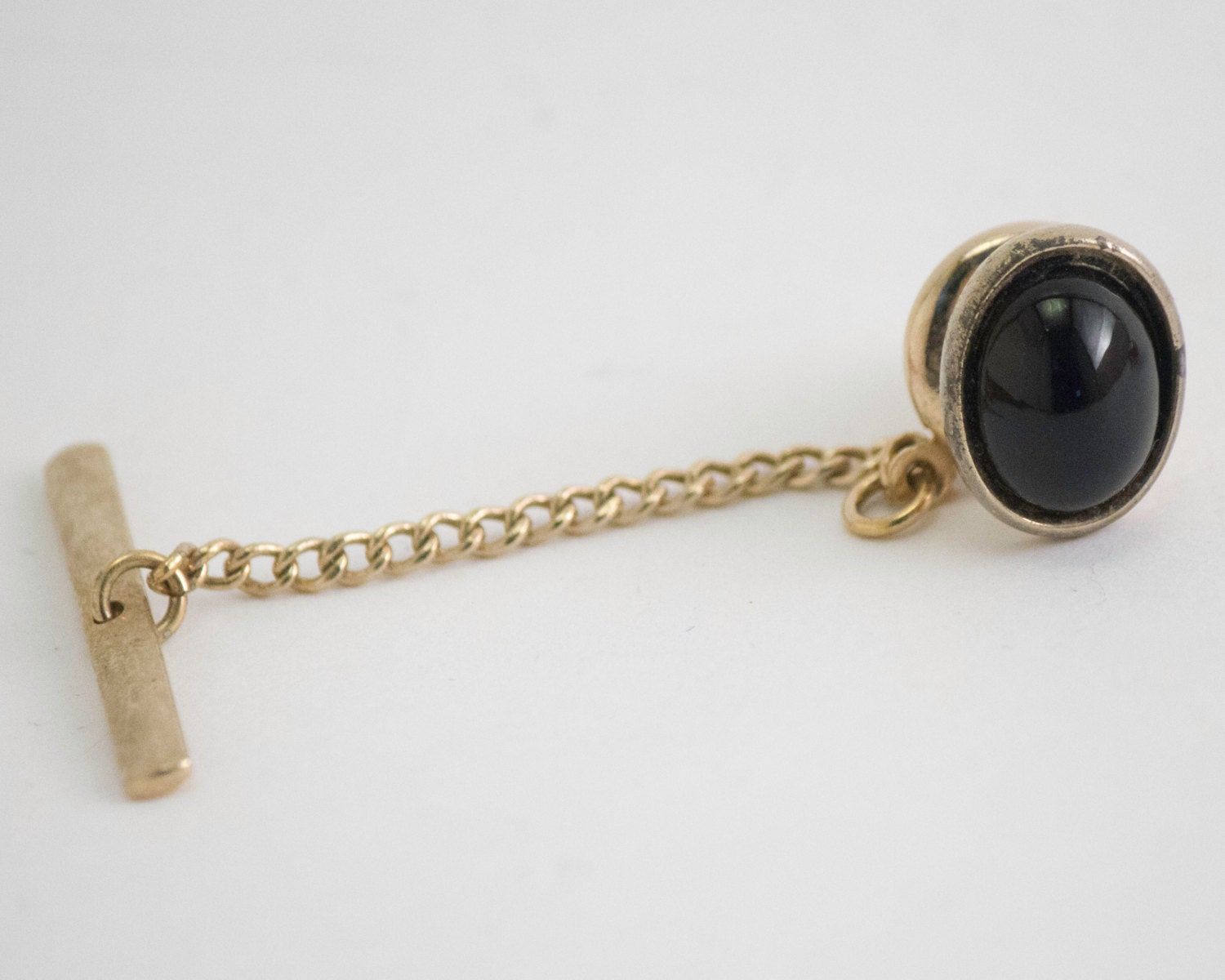 Vintage Tie Pin- Art Deco Dark Red Cabochon Gold Toned Tie Tack, Fall ...