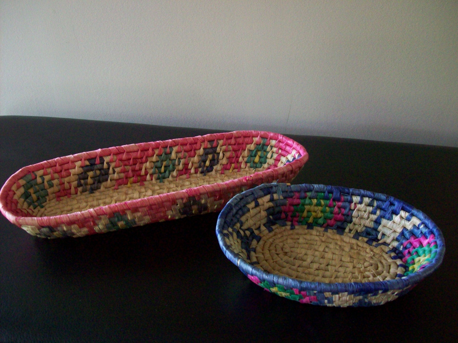 Colorful Wicker Baskets/ storage baskets/ serving baskets/ country ...